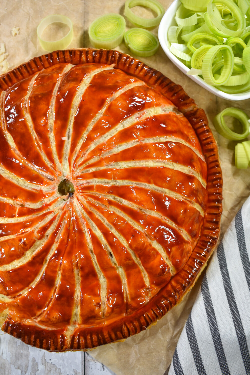 Pithivier with Mushrooms, Leeks, and Potatoes • baste cut fold