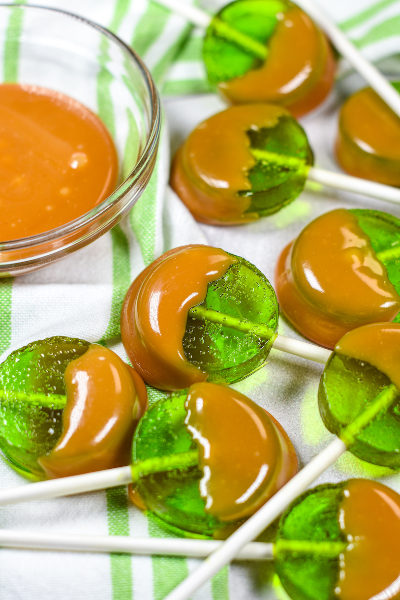 Caramel Apple Lollipops Recipe • baste cut fold