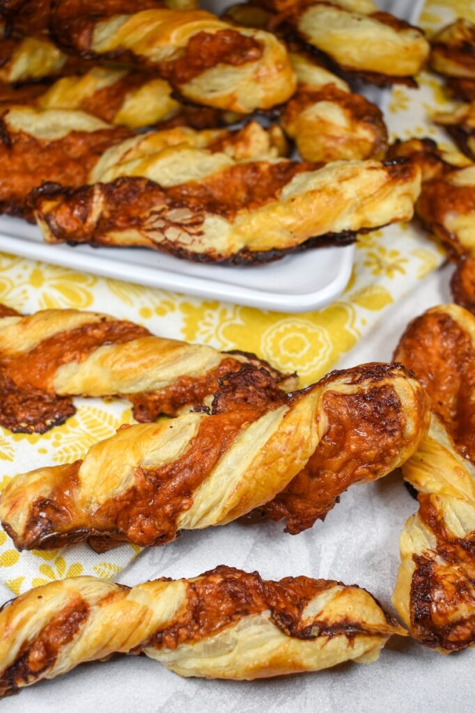 Puff Pastry Cheese Twists with Marmite • baste cut fold