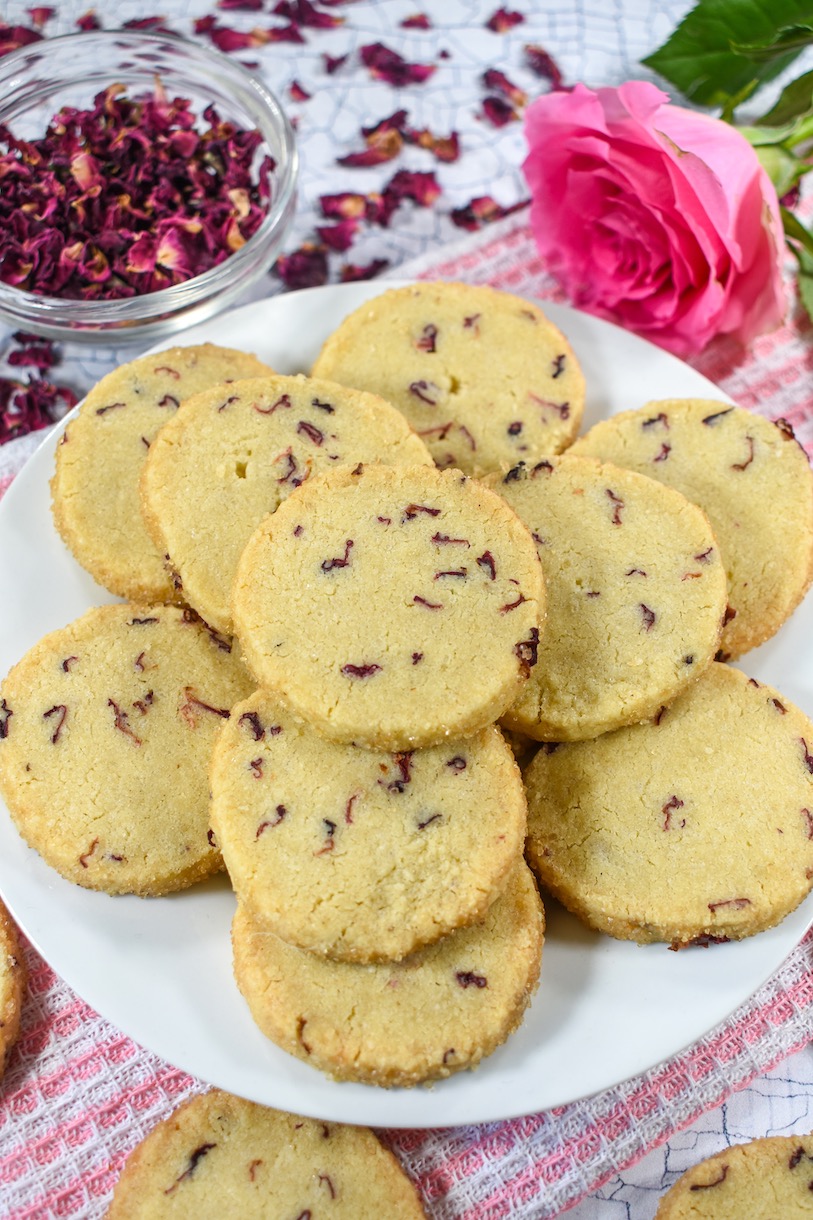 Rose Cookies (Rose Shortbread Recipe) • baste cut fold