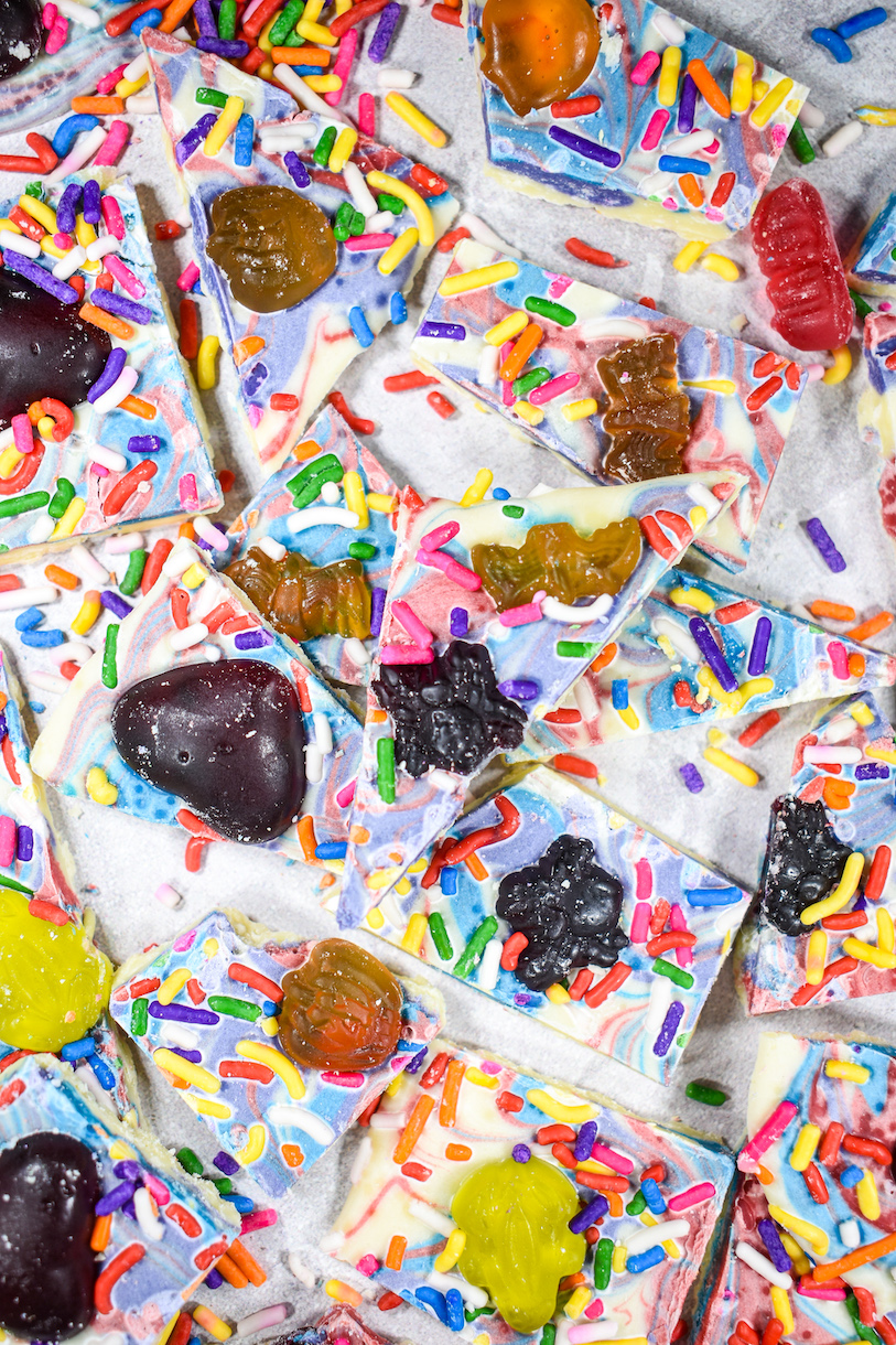 Rainbow Gummy Bark • baste cut fold